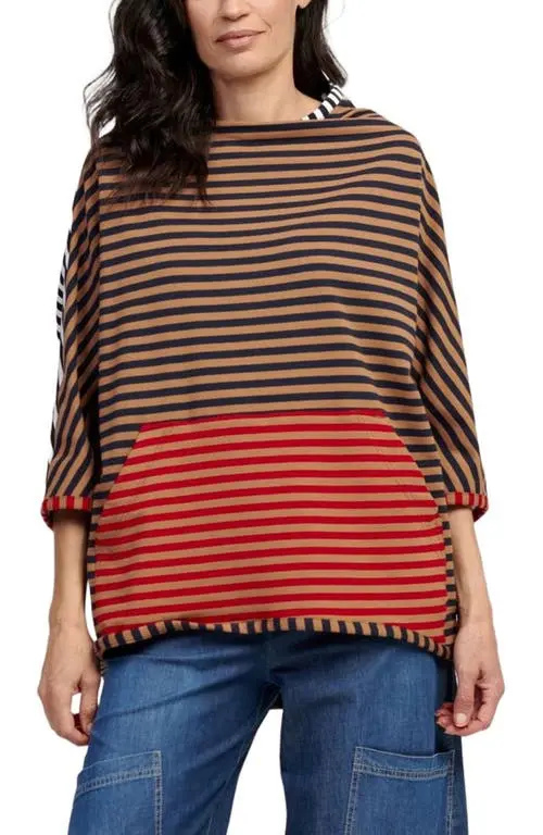 Alembika Striped Mock Neck Top