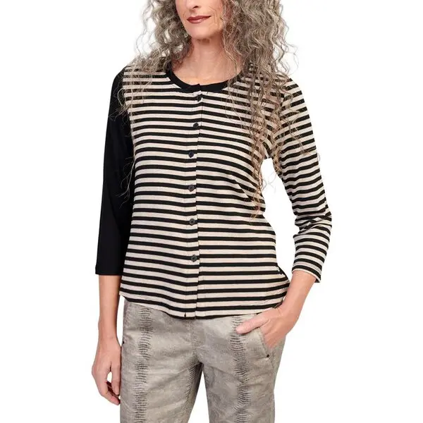 Alembika Striped Viscose Jersey Cardigan