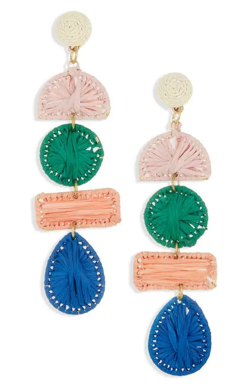 PANACEA Raffia Linear Drop Earrings - Blue Multi