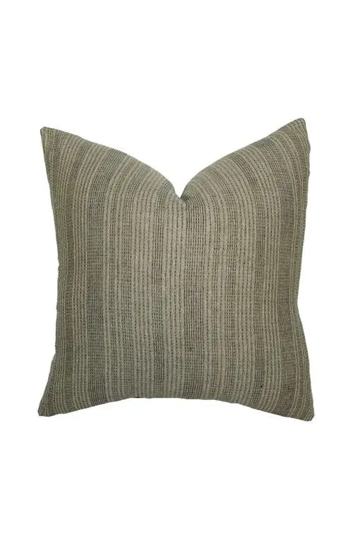 LINEN & JAMES Davis Olive Woven Stripe Pillow Cover