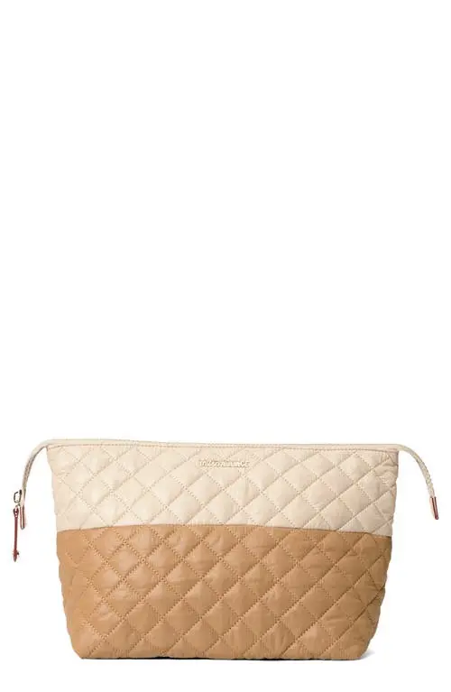 Mz Wallace Large Zoey Quilted Clutch - Buff/ Caramel Colorblock