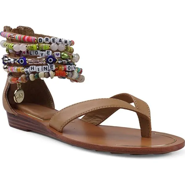 ZIGI Farina Beaded Ankle Cuff Sandal - Tan Multi