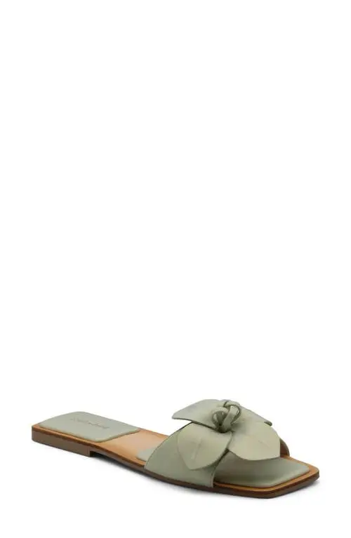 CHARLES DAVID Ovum Floral Appliqué Slide Sandals - Celery