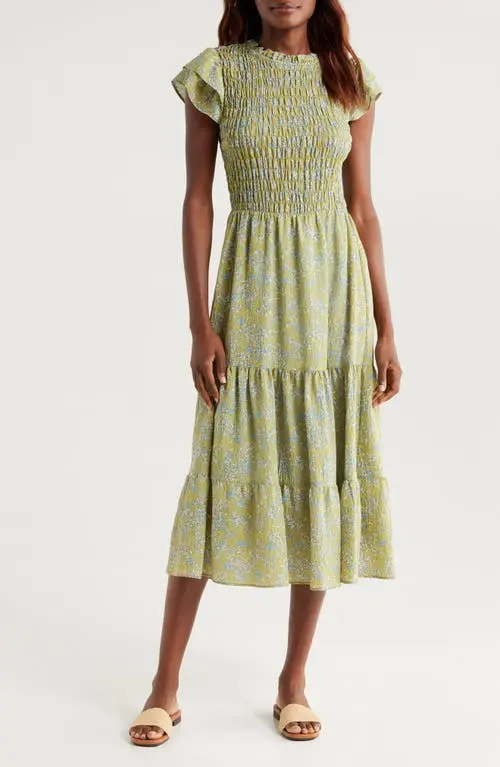 Sam Edelman Matilda Smocked Tiered Midi Dress