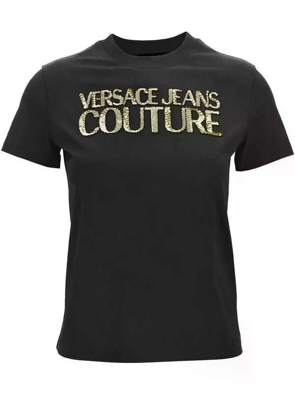 Versace Sequin-logo T-shirt - Black