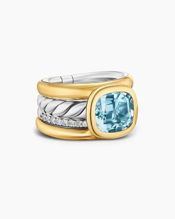 David Yurman Dy Mercer® Color Four Row Stone Ring - Sky Blue Topaz