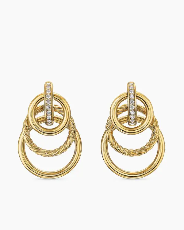 David Yurman Dy Mercer® Triple Ring Drop Earrings - Diamond