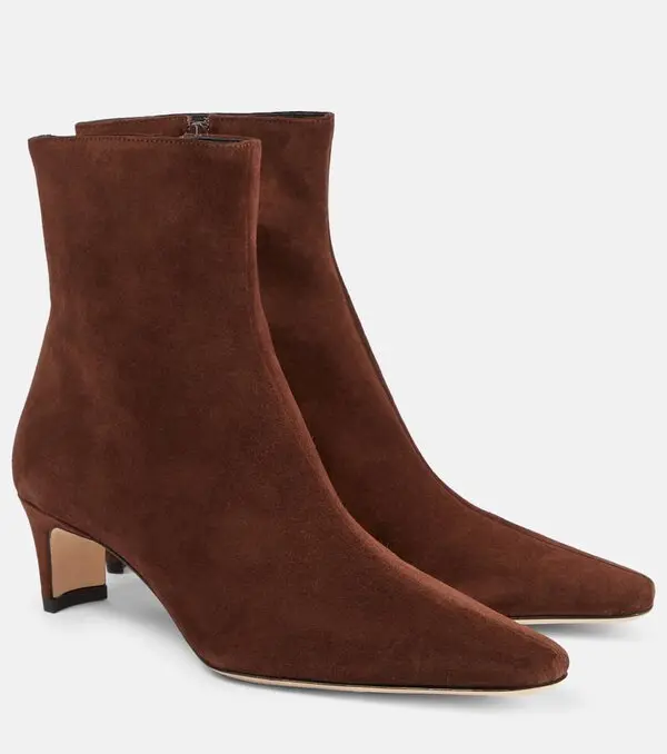 Staud Wally 55 Suede Ankle Boots - Brown