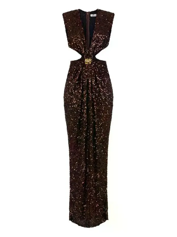 Elisabetta Franchi Sequin-embellished Gown - Brown