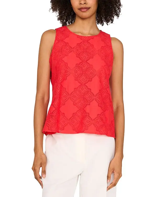 Vince Camuto Eyelet Embroidered Top - Cayenne