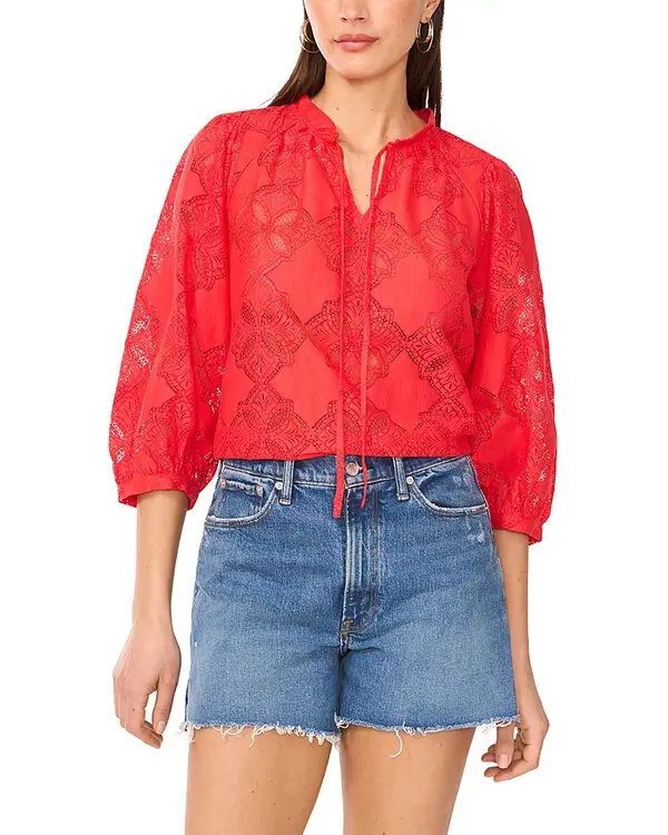 Vince Camuto Split Neck Peasant Top