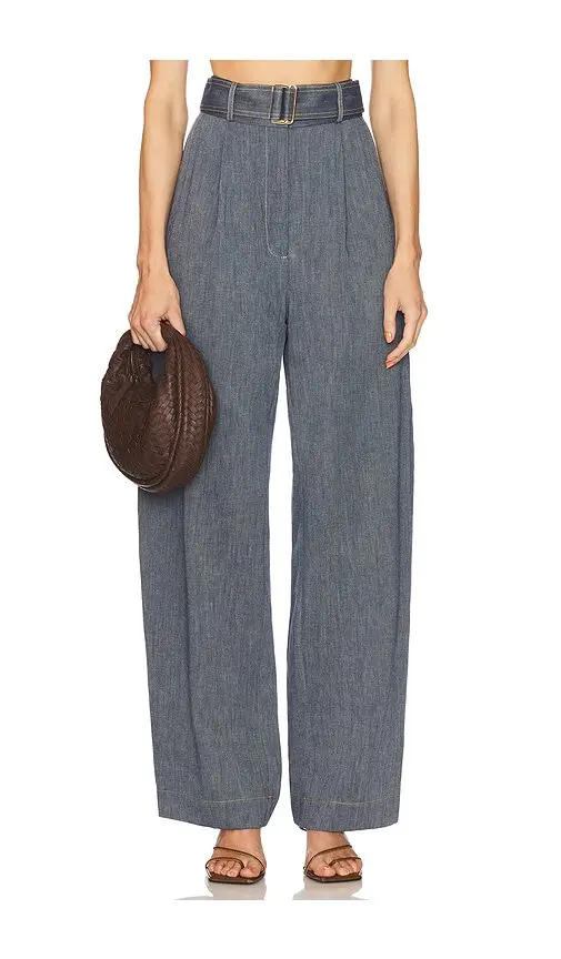 Matthew Bruch Pleated Barrel Trouser - Denim