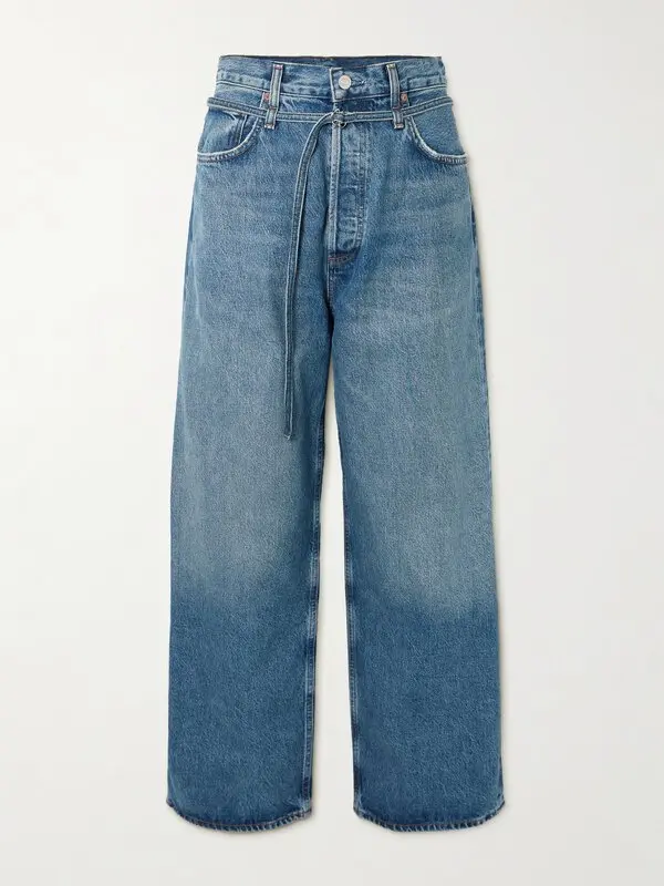 AGOLDE Emmi Belted High-rise Wide-leg Jeans - Blue