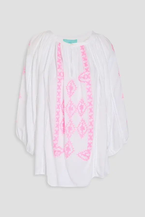 Melissa Odabash Aliya Embroidered Voile Blouse