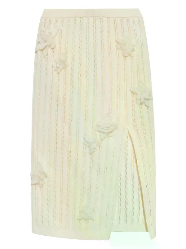Casablanca Floral-appliqué Midi Skirt - White