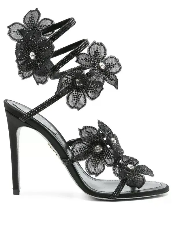 Rene Caovilla 105mm Floriane Sandals - Black