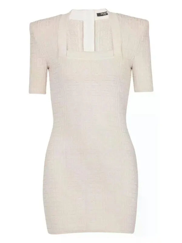 Balmain Labyrinth-knit Mini Dress - Neutrals