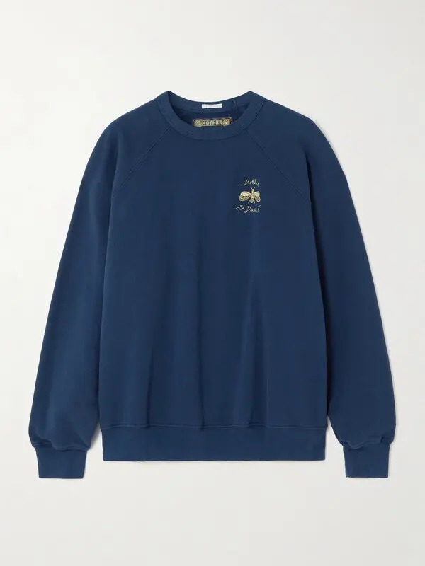 MOTHER La Doublej The Biggie Concert Embroidered Sweatshirt - Blue