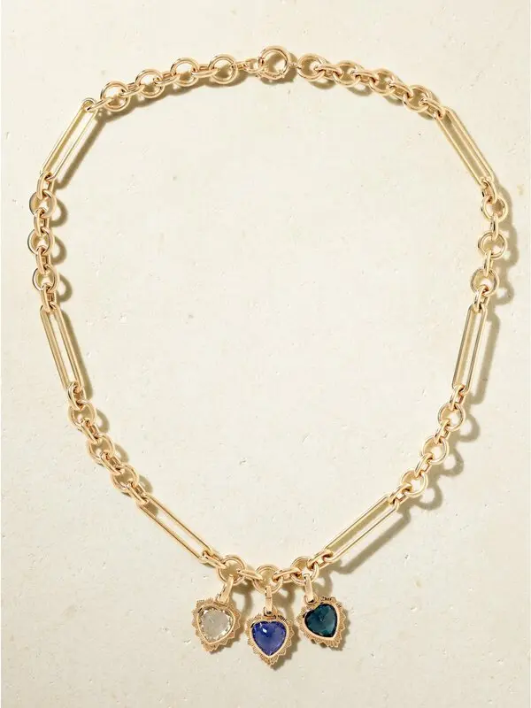 FOUNDRAE 18-karat Multi-stone Heart Necklace
