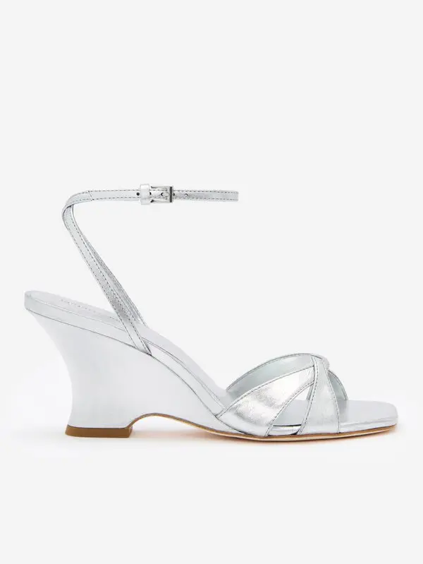 REFORMATION Margo Wedge Sandal - Silver