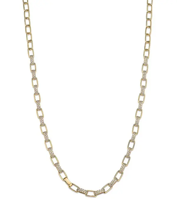 Bloomingdale'S Diamond And 14k Yellow Paperclip Link Collar Necklace 2.7 Tcw