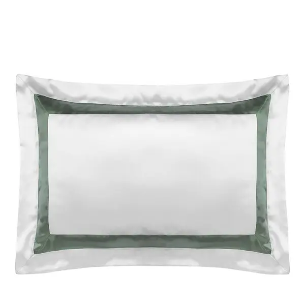 Gingerlily Ebury Oxford Silk Pillowcase, Standard - White/green