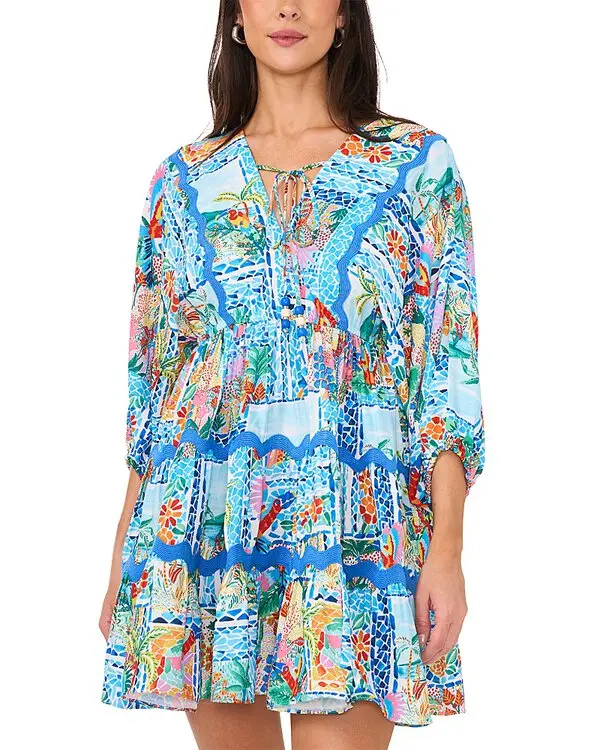 Vince Camuto Printed Tie Front Mini Dress
