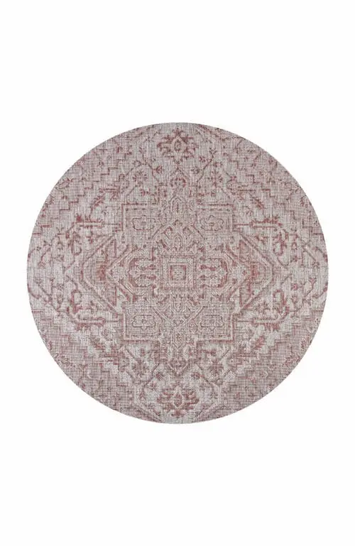 JONATHAN Y Estrella Bohemian Medallion Textured Weave Indoor/outdoor Round Area Rug - Red/taupe