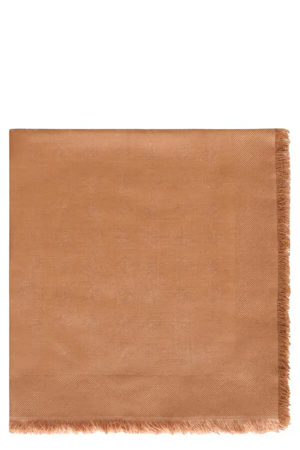 Fendi Scarf In Silk And Wool With Jacquard Ff Motif