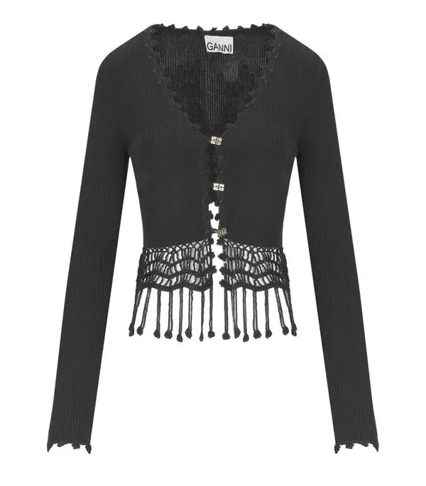GANNI Crochet Cropped Cardigan
