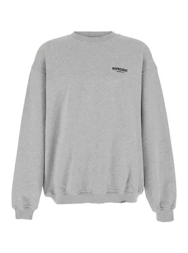 REPRESENT Crewneck Sweatshirt With Logo Lettering On The Front And Maxi Logo Print On The Rear In Cotton - Grey
