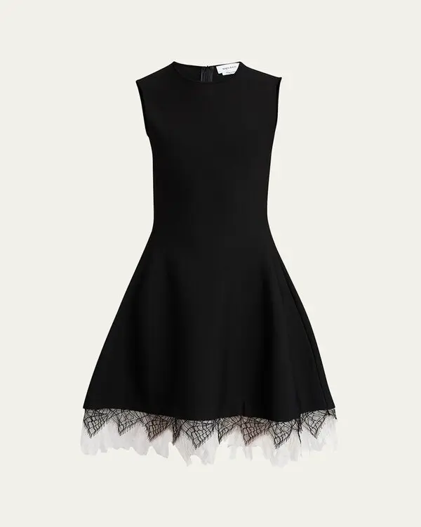 Alexander McQueen Lace-hem Volume Dress - Black Ivory