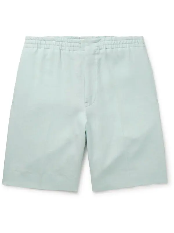 Zegna Straight-leg Linen Shorts - Blue