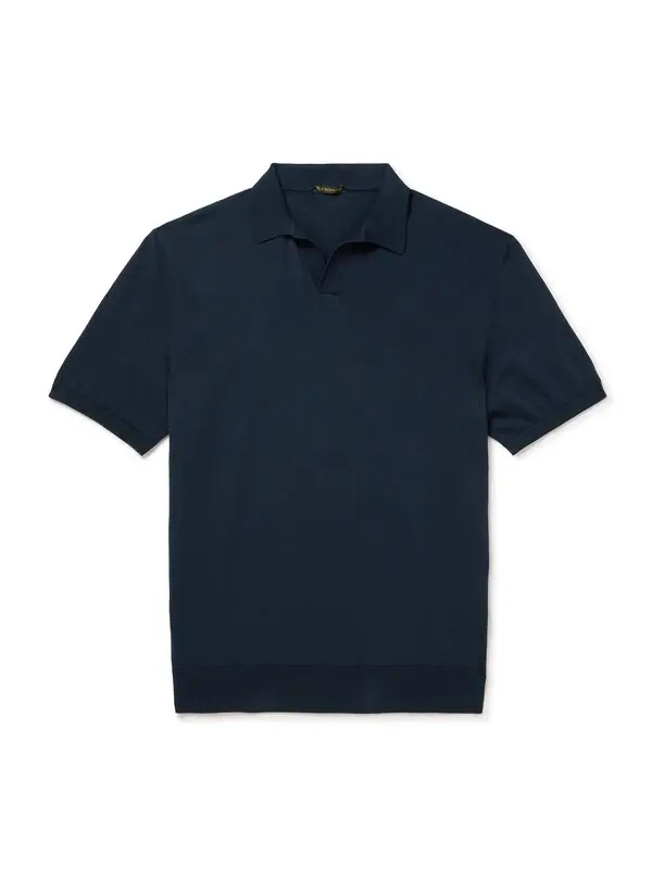 Rubinacci Positano Cotton Polo Shirt - Blue