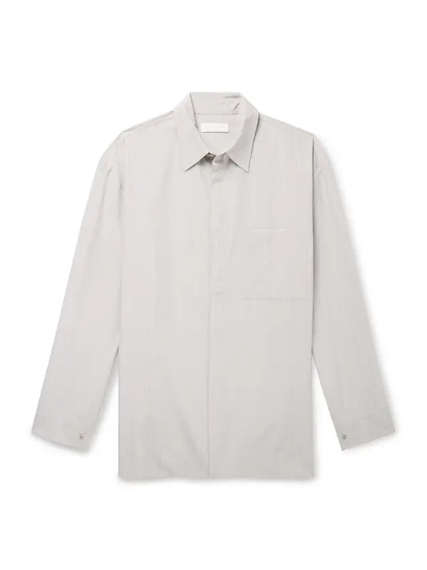 AMOMENTO Striped Tencel™ Lyocell And Cotton-blend Shirt