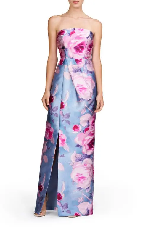 KAY UNGER Lucienne Floral Strapless Gown