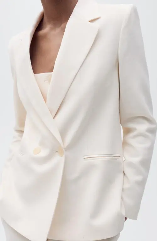 Mango Tempo Double Breasted Blazer - Light Beige