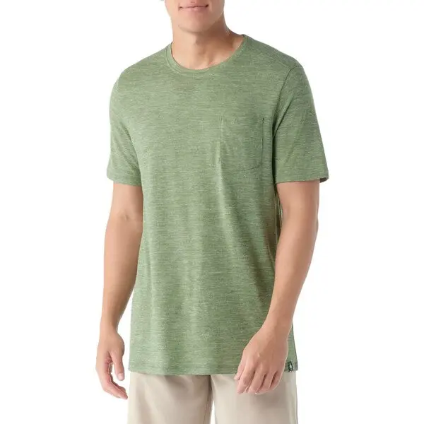 Smartwool Merino Wool Blend Pocket T-shirt - Fern Green Heather