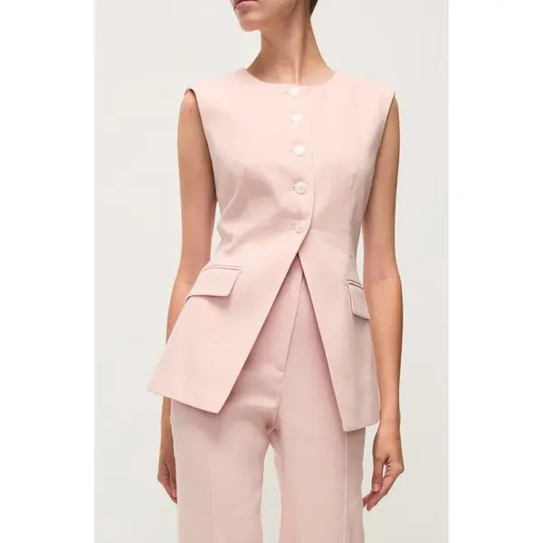 Veronica Beard Lois Linen-blend Vest - Pink Shell