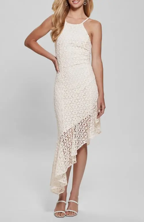 Guess Claudia Floral Stitch Asymmetric Maxi Dress