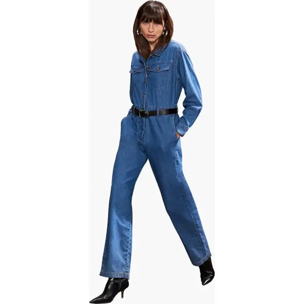 RO&ZO Denim Long Sleeve Jumpsuit