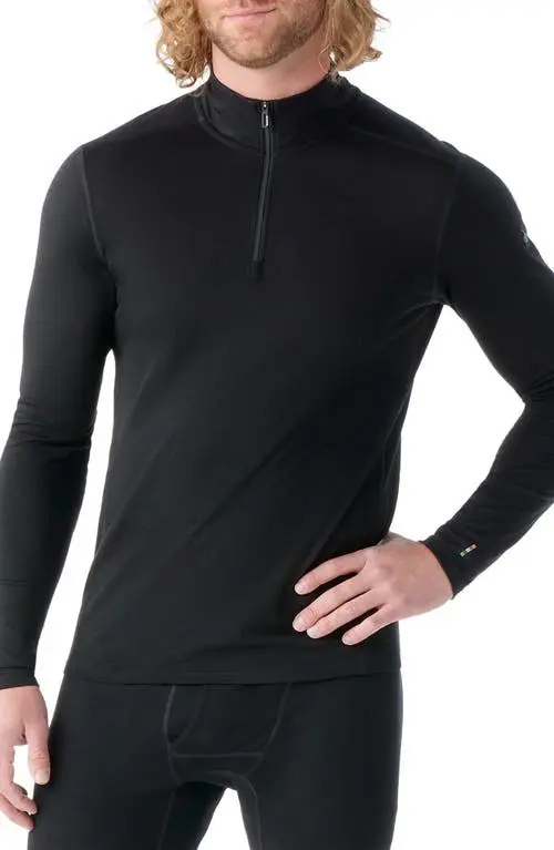 Smartwool Classic All Season Merino Wool Blend Quarter Zip Base Layer - Black