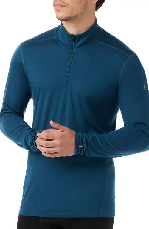 Smartwool Classic All Season Merino Wool Blend Quarter Zip Base Layer - Twilight Blue