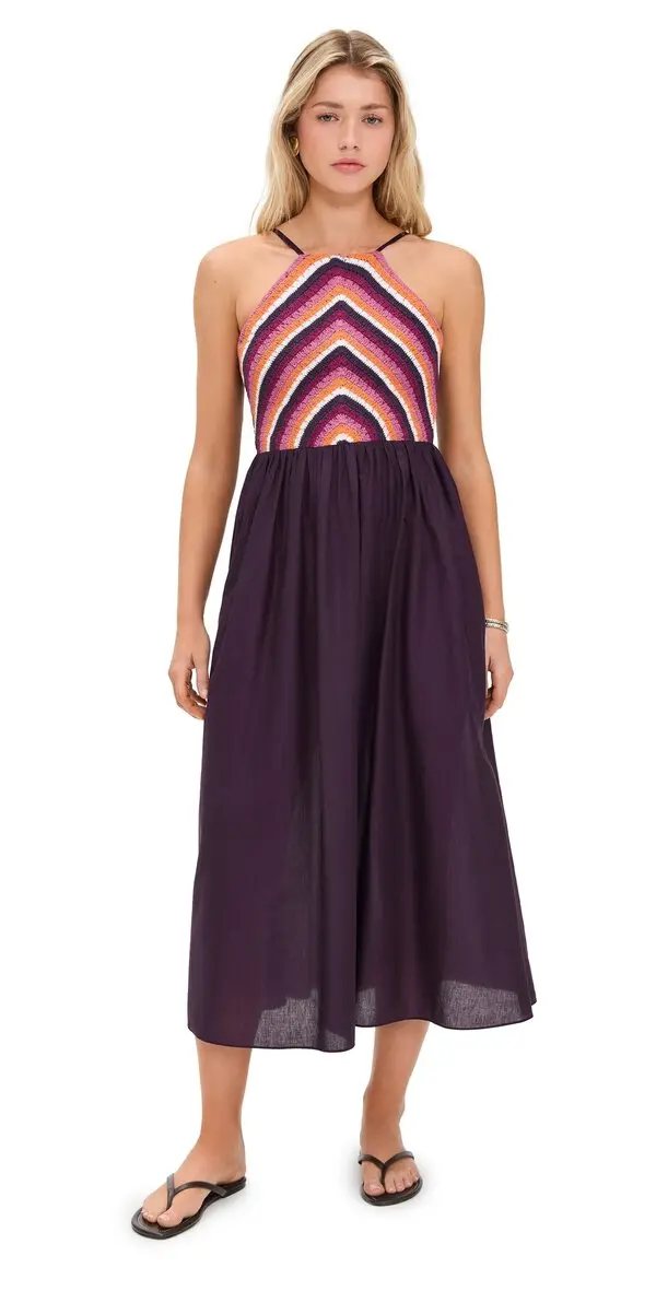 black halter slit dress Stretchy Halter Midi, Black main image 0