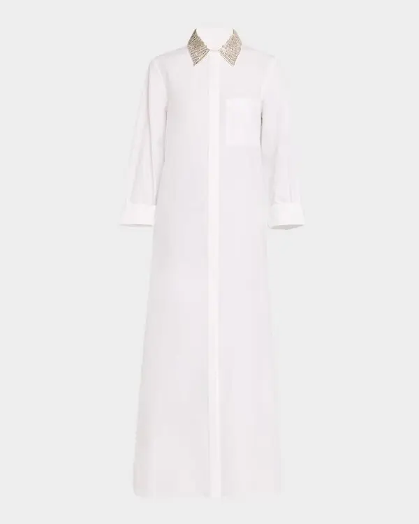 TWP Jennys Gown Maxi Shirt Dress With Crystal Collar