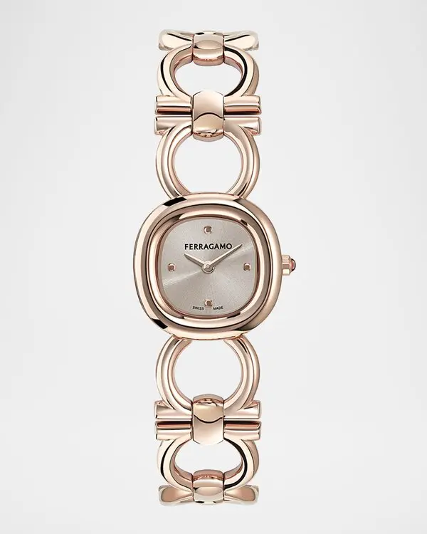 FERRAGAMO Double Gancini Bracelet Watch - Ip Rose Gold