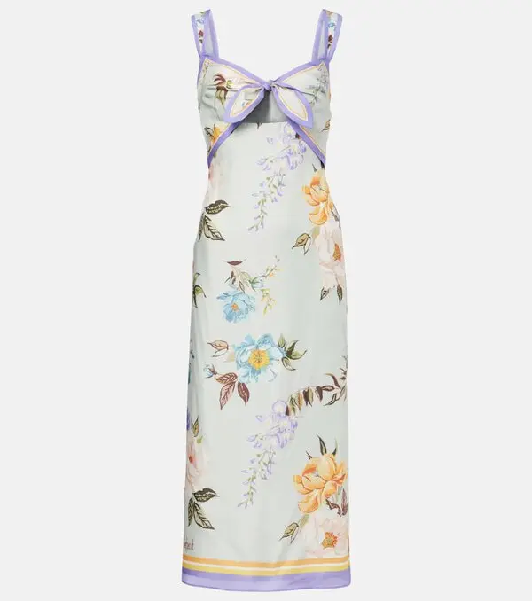 SELF-PORTRAIT Floral Twill Midi Dress
