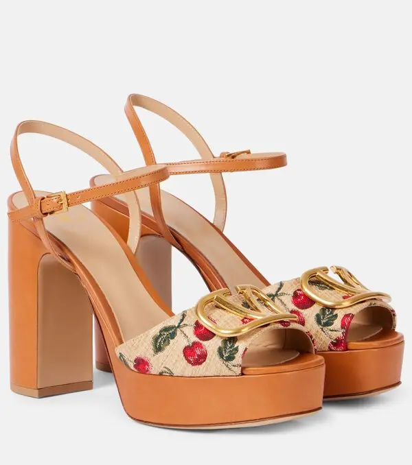 Valentino Garavani Vlogo 115 Raffia-effect Platform Sandals