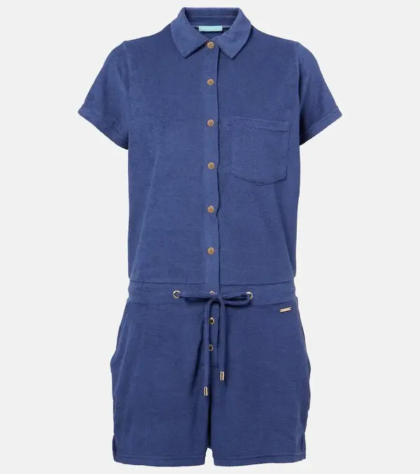 Melissa Odabash Border Cotton-blend Playsuit - Blue