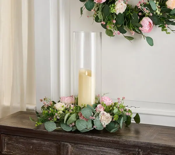 VALERIE PARR HILL As Is 18' Peony, Rose, And Berry Wreath Valerie
